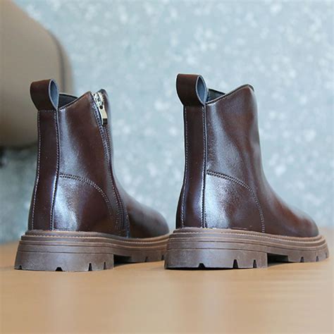 Badu Bg Ботуши на платформа за момичета принцеси Модни ботуши със страничен цип Дебело дъно Къси