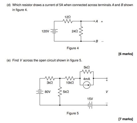 Solved D Which Resistor Draws A Current Of 5a When