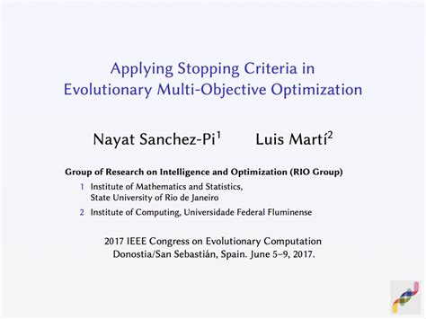 stopping criteria for evolutionary multi objective optimization luis martí