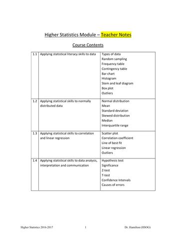 Higher Statistics Module Scqf Level 6 Course Notes Teaching Resources