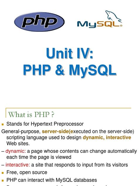 Unit Iv Php And Mysql Pdf Php Web Server
