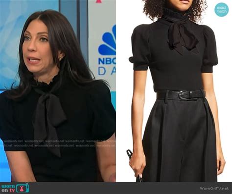 Wornontv Dr Natalie Azars Black Tie Neck Top And Blue Plaid Skirt On