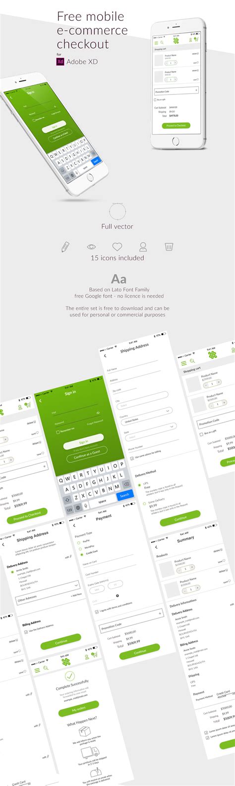 Mobile E Commerce Checkout For Adobe Xd Freebie Supply