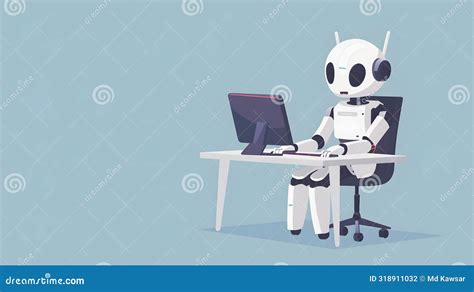Tech Companion Robot Assistant At Workstation Ai Generated Stock Illustration Illustration