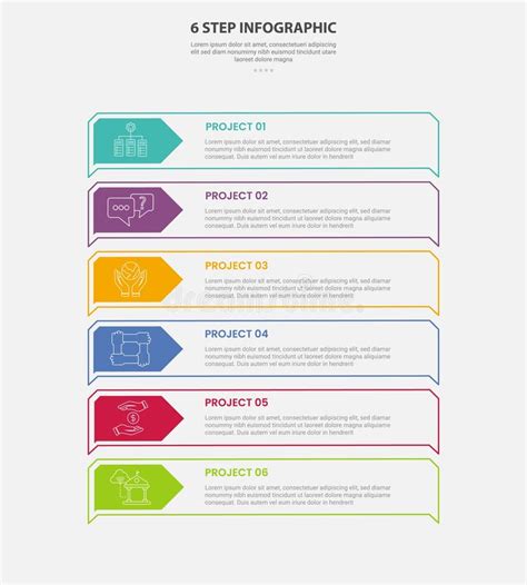 6 Points Template Infographic Outline Style With 6 Point Step Template With Creative Rectangle