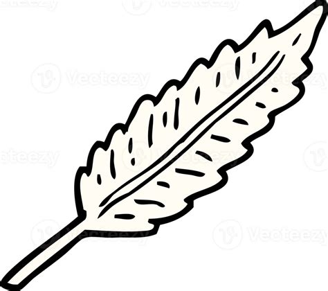 Hand Drawn Doodle Style Cartoon Of A White Feather 38485974 Png