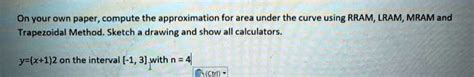solved on vour own paper compute the approximation for area under the
