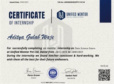 Datascience Machinelearning Internshipexperience Unifiedmentor