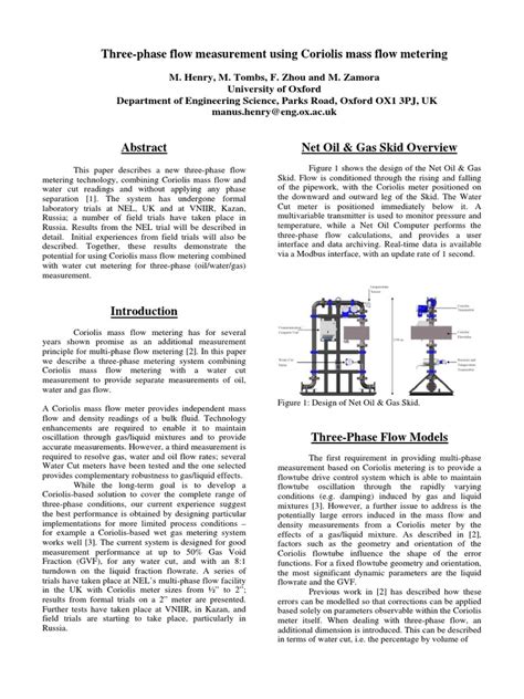 Three Phase Flow Measurement Using Corio Pdf Flow Measurement Density