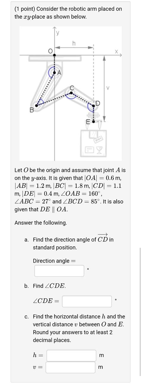 Solved Point Consider The Robotic Arm Placed On The Chegg