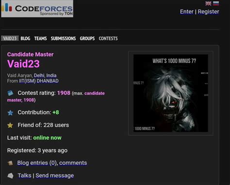 Finally A Candidate Master On Codeforces Vaid Aaryan