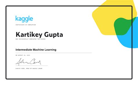 Kartikey Gupta Completed The Intermediate Machine Learning Course On Kaggle