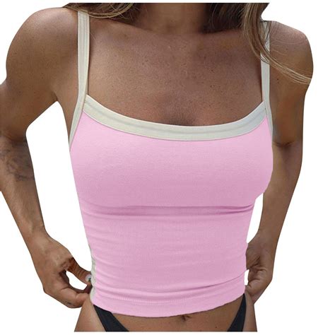 Ehtmsak Summer Crop Tank Tops For Women Swim Spaghetti Straps Square