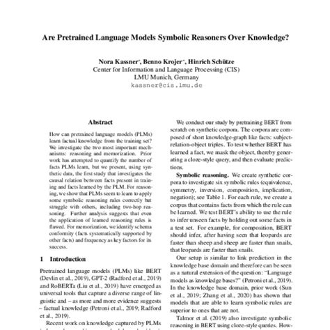 Are Pretrained Language Models Symbolic Reasoners Over Knowledge Acl Anthology