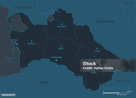 투르크메니스탄 지도 투르크 메니스탄의 높은 상세 벡터지도 국가 수도 이름 국경 물 물체 0명에 대한 스톡 벡터 아트 및 기타 이미지 Istock