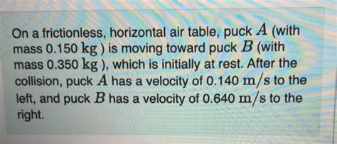 Solved On A Frictionless Horizontal Air Table Puck A With