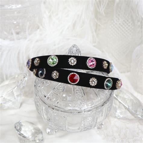 플라네르 하이퀄리티 프루티 컬러 슬림 스와로브스키 크리스탈 벨벳 헤어밴드2color 위시버킷