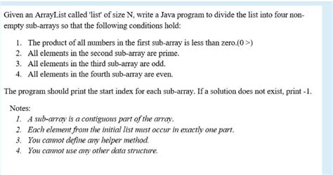 Solved Given An ArrayList Called List Of Size N Write A Chegg