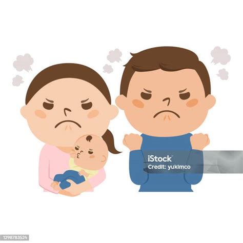 Illustration Of A Young Couple Women And Men Are Angry Stock