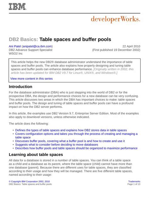 Pdf Db2 Tablespace Dokumentips