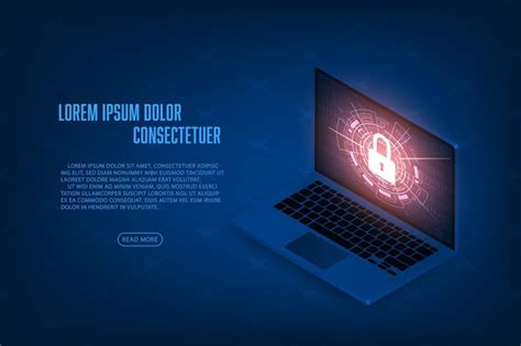 Premium Vector Vector Isometric Data Security System With Laptop Concept