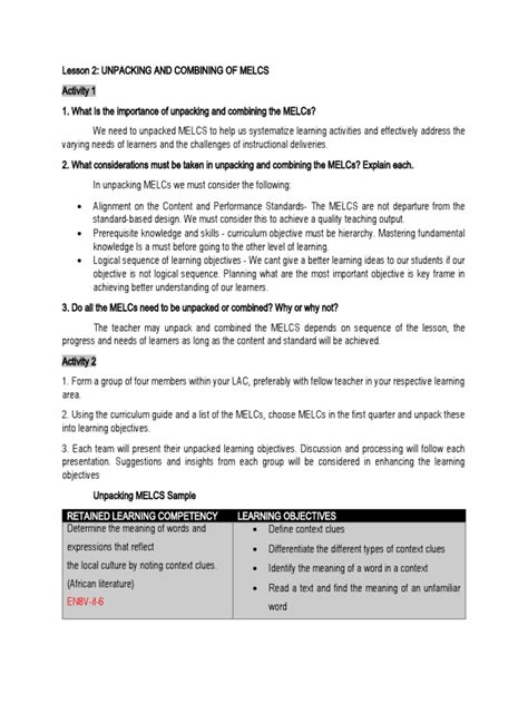 Unpacking Pdf Learning Curriculum