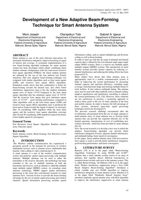 PDF Development Of A New Adaptive Beam Forming Technique For Smart Antenna System