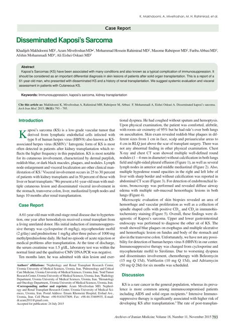 Pdf Disseminated Kaposis Sarcoma