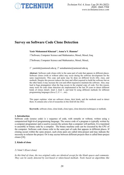 Pdf Survey On Software Code Clone Detection