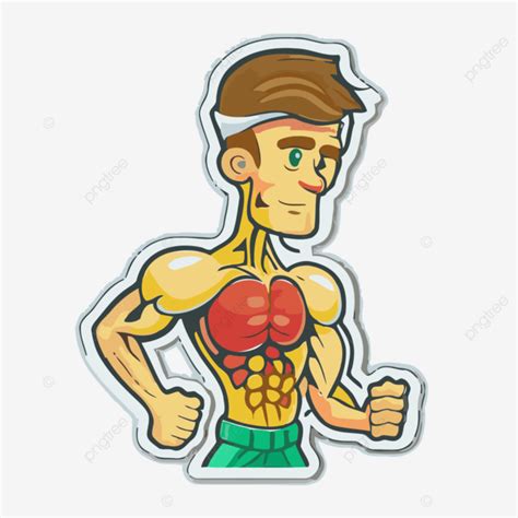 흰색 배경 클립 아트에 만화 근육 남자 벡터 고립 된 만화 건강한 사람과 스티커 디자인 상표 Png 일러스트 및 벡터 에 대한 무료 다운로드 Pngtree