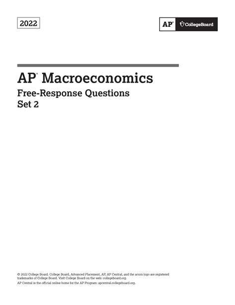 Ap Frq Macroeconomics Set AP Macroeconomics Free Response Questions Set