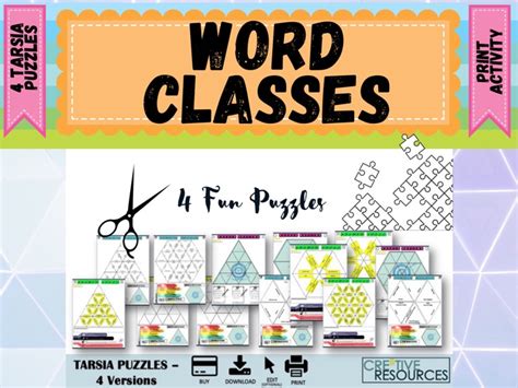 Word Classes Puzzles Teaching Resources