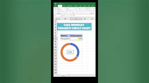 cara membuat progress circle chart excel 2019 shorts youtube