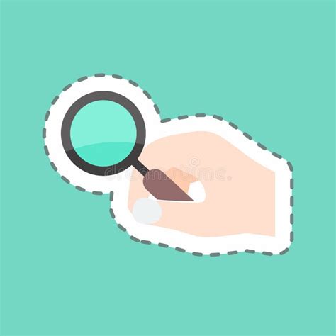 Sticker Line Cut Holding Magnifier Suitable For Hand Actions Symbol Simple Design Editable