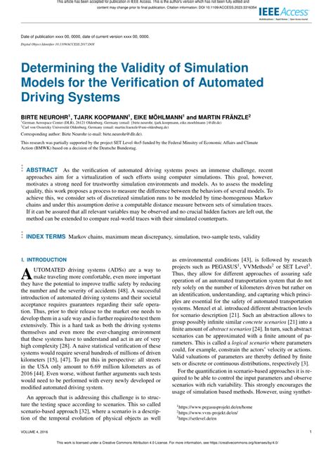 Pdf Determining The Validity Of Simulation Models For The Verification Of Automated Driving