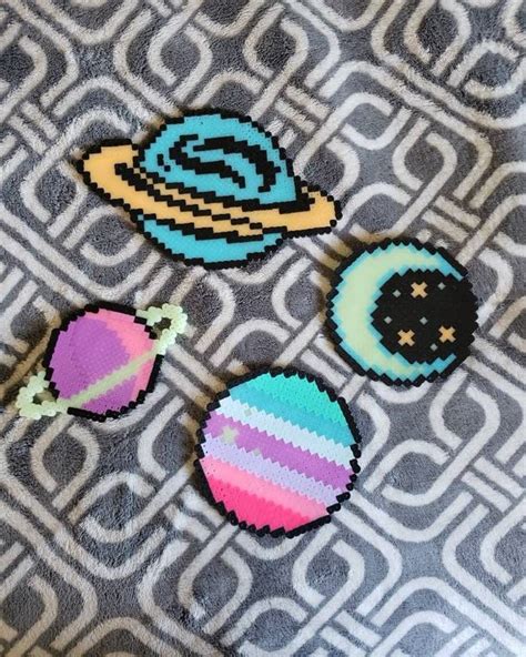 Glow In The Dark Solar System Perler Bead Art