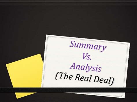 Summary Vs Analysis