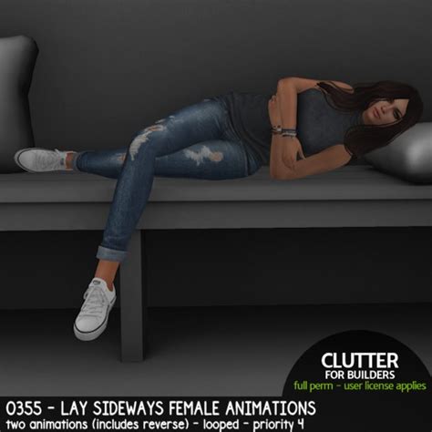second life marketplace clutter 0355 lay sideways female animations