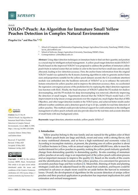 Pdf Yolov7 Peach An Algorithm For Immature Small Yellow Peaches