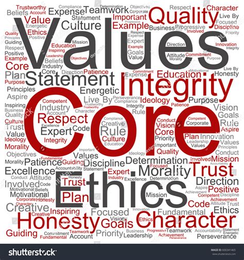 Vector Conceptual Core Values Integrity Ethics Stock Vector Royalty