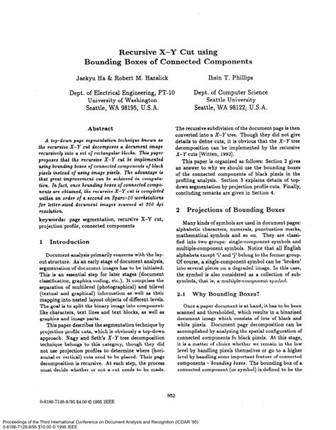 Pdf Recursive X Y Cut Using Bounding Boxes Of Connected Components