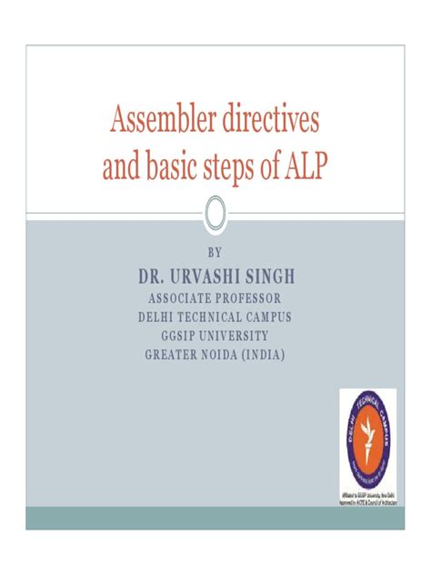Assembler Directives And Basic Steps Of Alp Dr Urvashi Singh Pdf Assembly Language