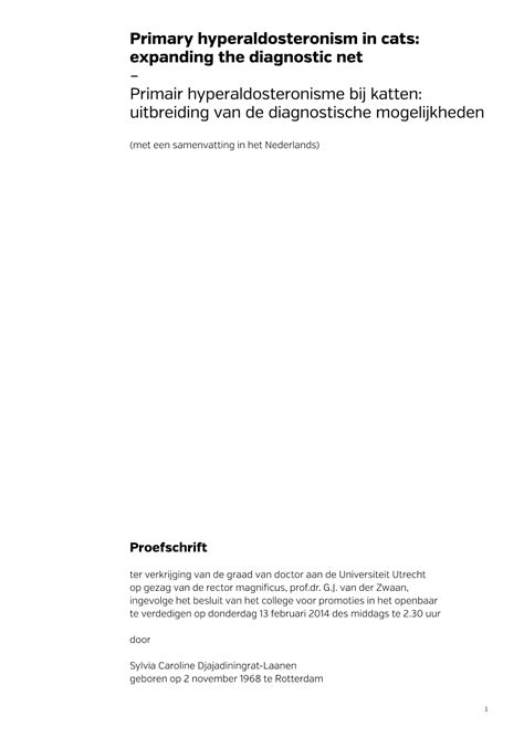 Primary Hyperaldosteronism In Cats Expanding The Diagnostic Net Primair Hyperaldosteronisme