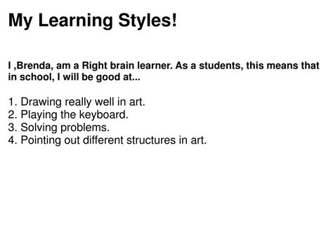 PPT Brenda S Learning Styles Unleashing Multifaceted Intelligence PowerPoint Presentation
