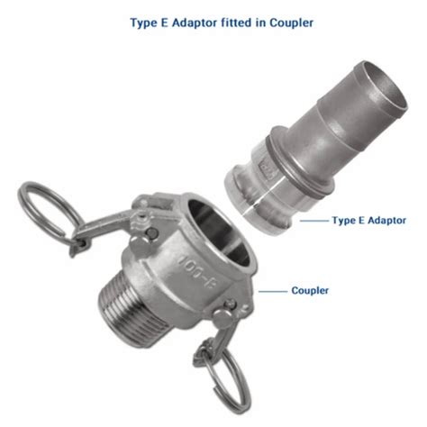 Stainless Steel Amfit Ss Camlock Coupling Type E Adapter With Type B