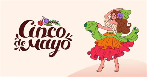 Cinco De Mayo Celebration Banner Horizontal Background With Dancing