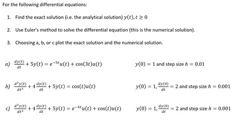 Solved For The Following Differential Equations 1 Find The