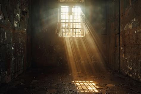 Abandoned Prison Cell With Rays Of Sunlight Premium Ai Generated Image