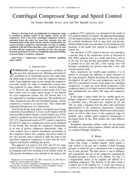 Centrifugal Compressor Surge And Speed Control Developing Controllers To Simultaneously