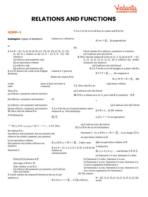 Relations And Functions Jee 12 Pdf